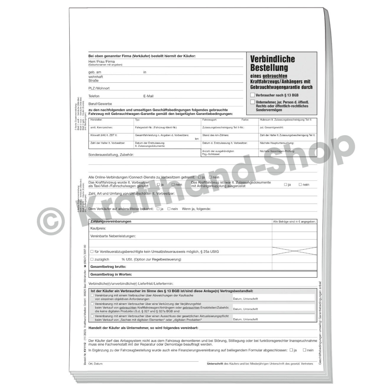 Neuwagen-/ Gebrauchtwagen-Formulare - PDF - Krafthand Shop