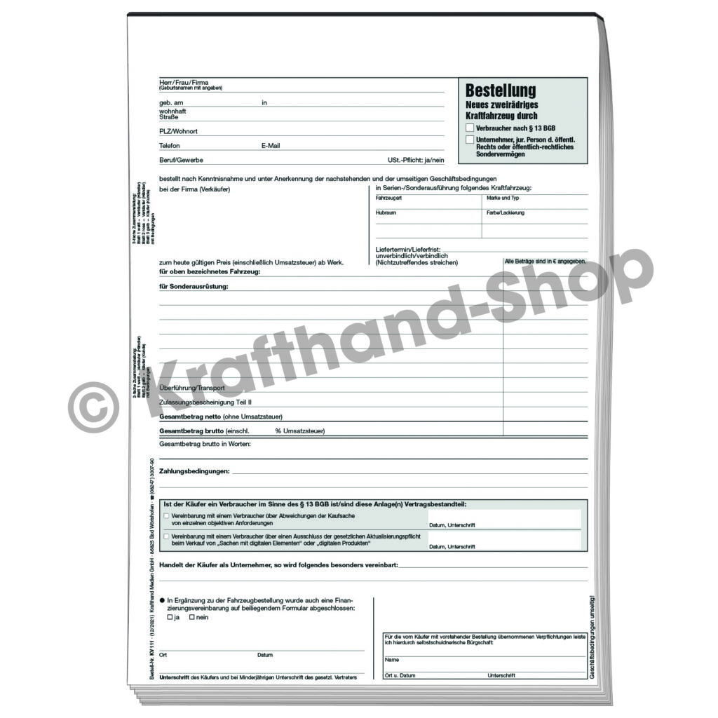 Neuwagen-/ Gebrauchtwagen-Formulare - PDF - Krafthand Shop